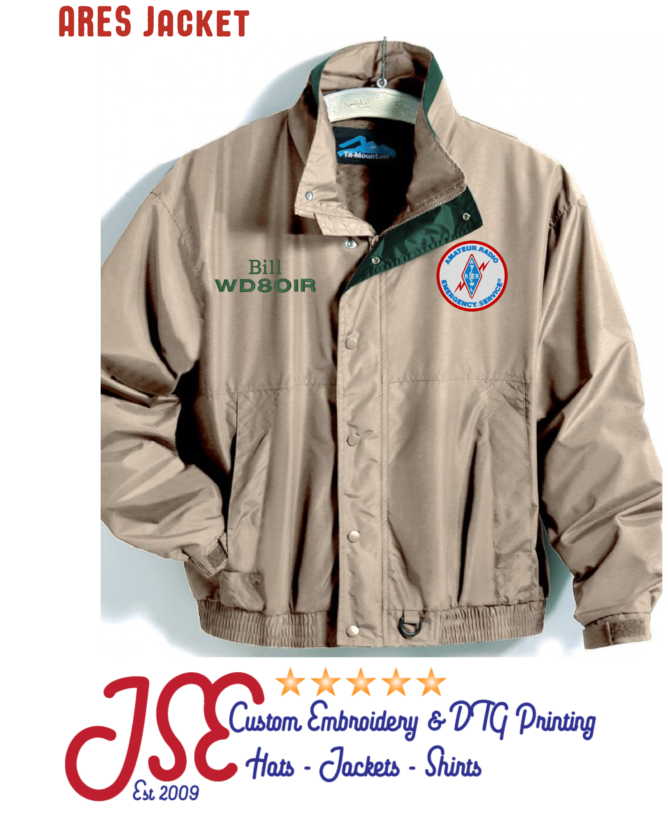 Amateur Radio Emergency Services (ARES) Jacket – Tri-Mountain TM-6800 ...