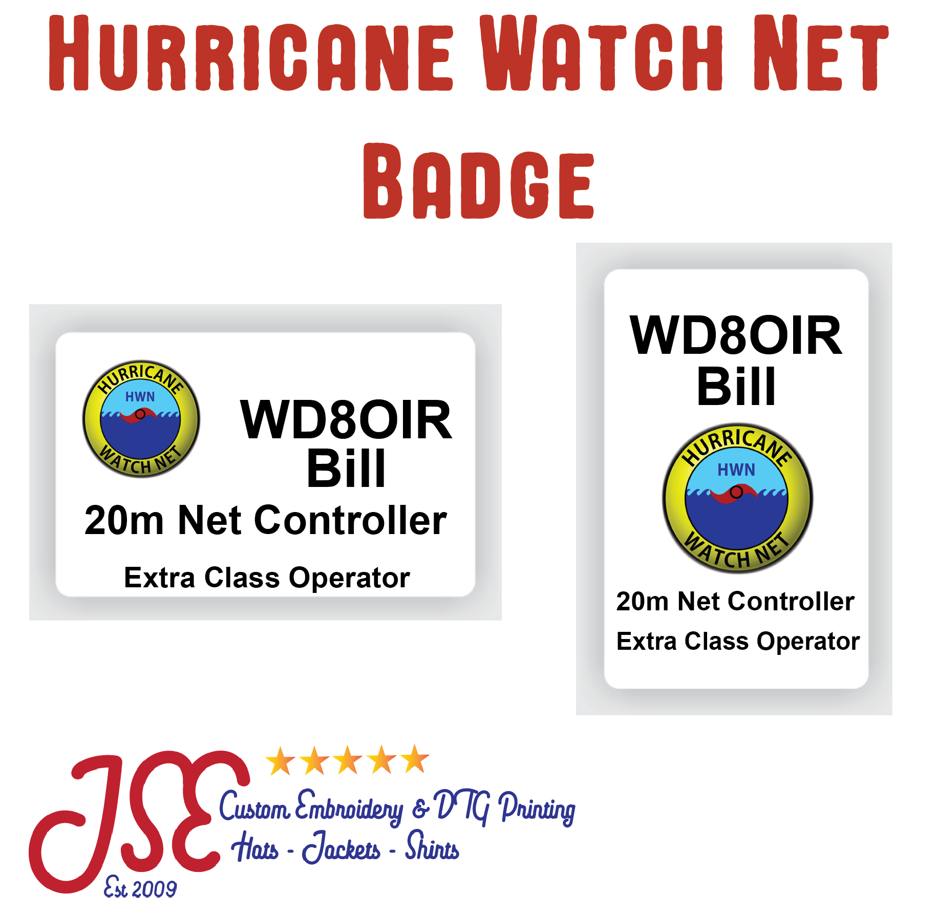 Hurricane Watch Net Badge – JSE Embroidery