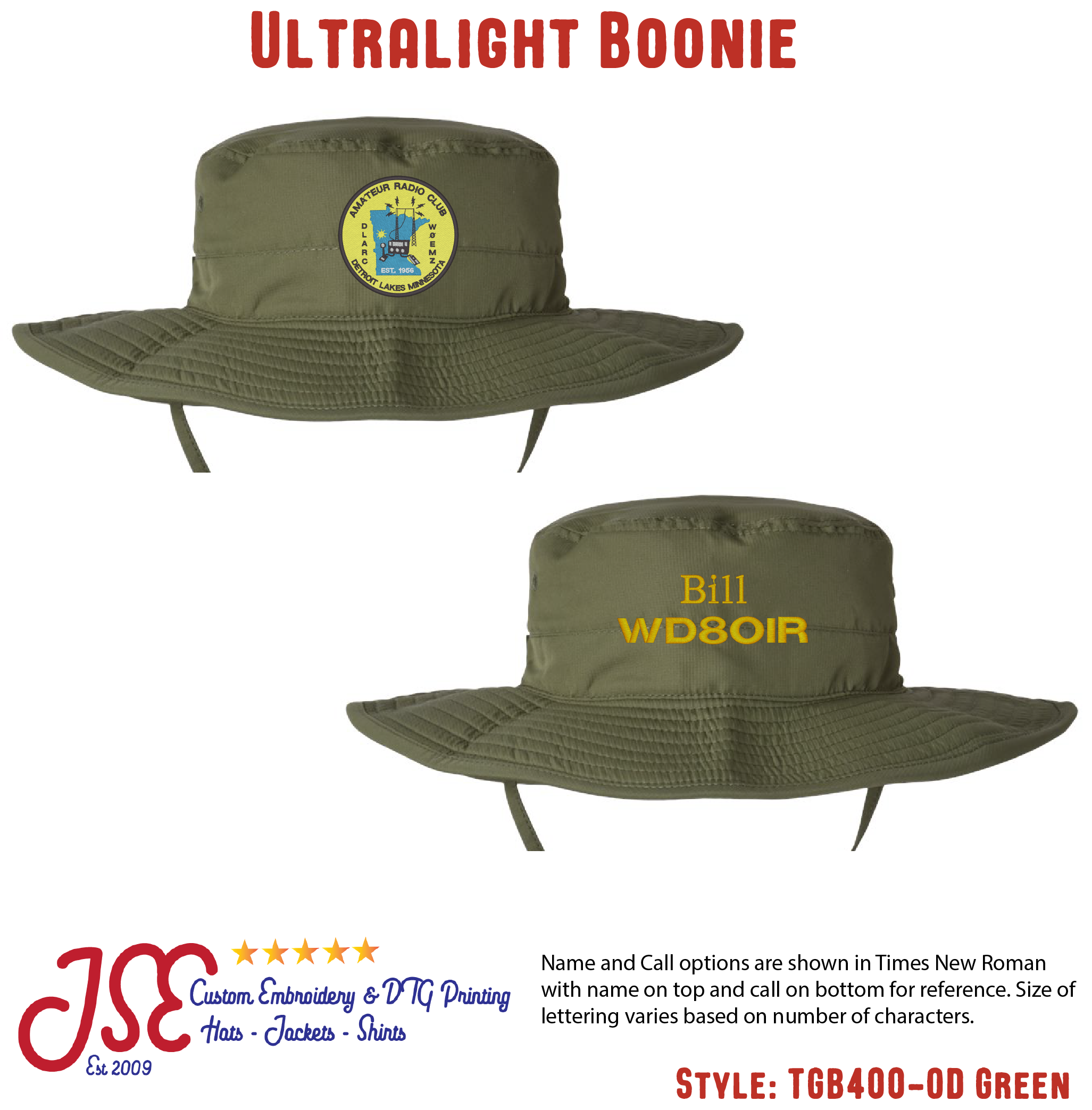 Detroit Lakes Amateur Radio Club Boonie Hat – JSE Embroidery