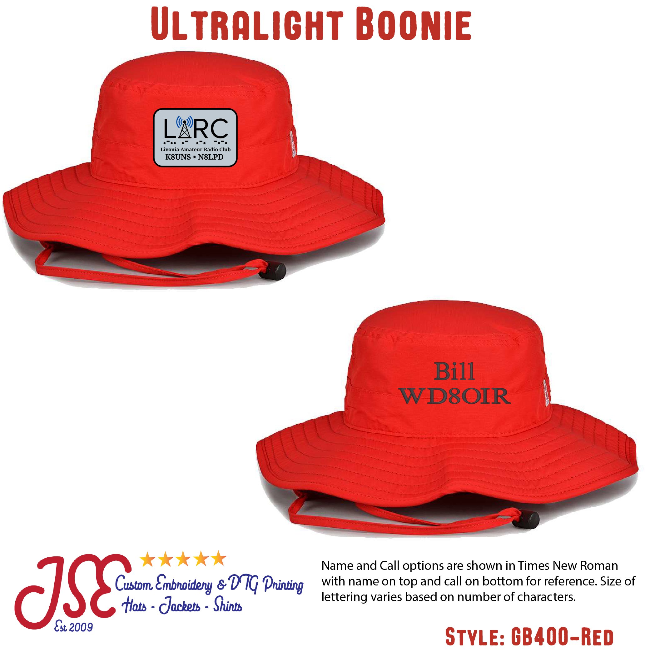 Livonia Amateur Radio Club Boonie Hat – JSE Embroidery