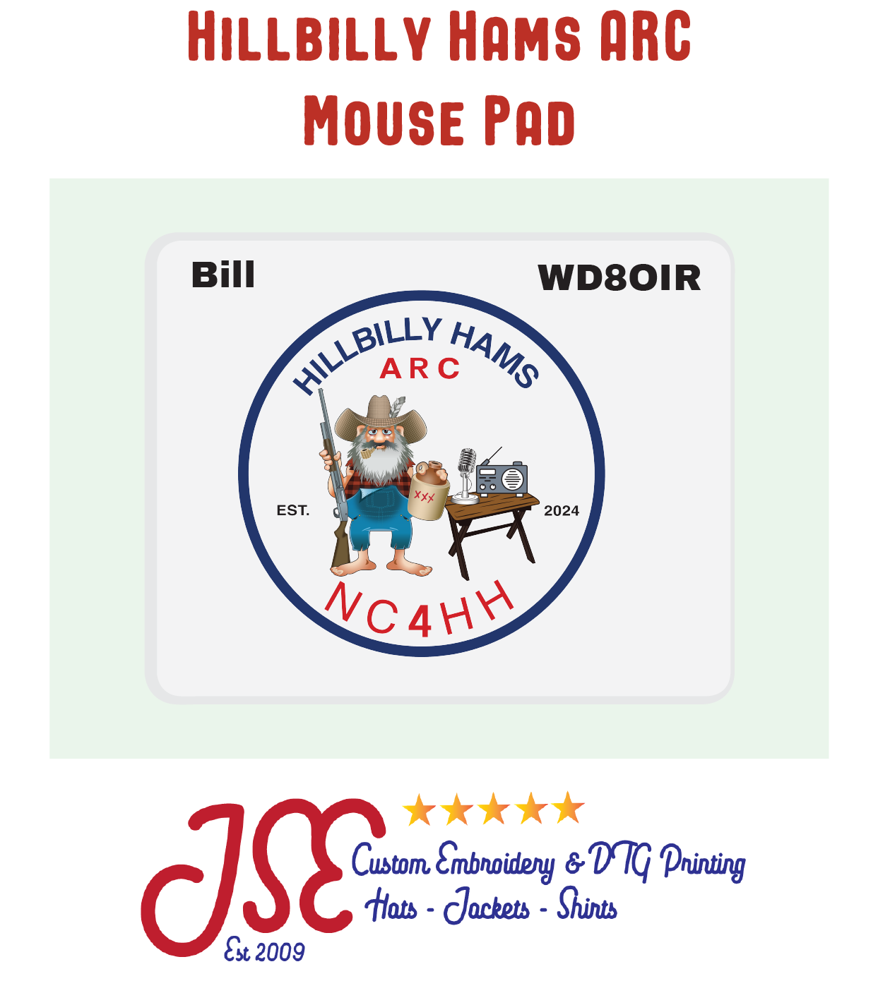 Hillbilly Hams Amateur Radio Club Mouse Pad – JSE Embroidery
